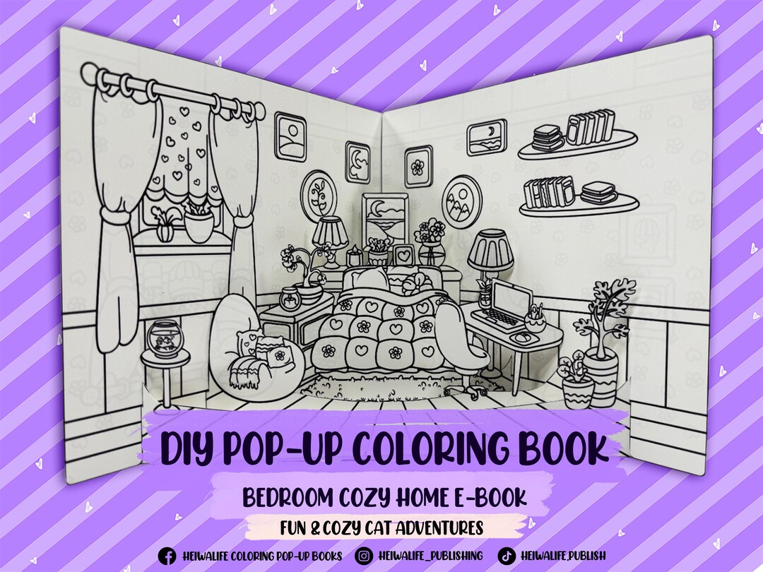 Bedroom Cozy Home Coloring E-book, Diy Pop up Coloring Pages, Printable ...