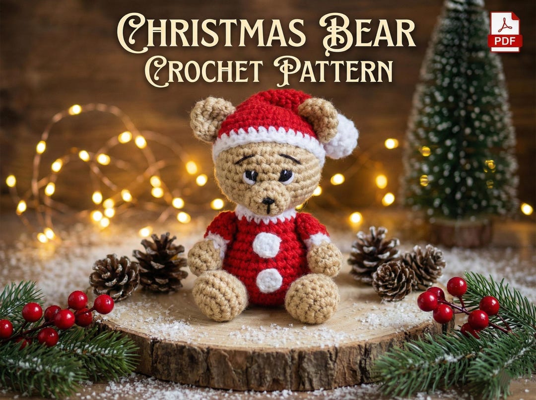 Crochet Pattern Nick, the Christmas Bear, Easy Kawaii Amigurumi, Plush ...