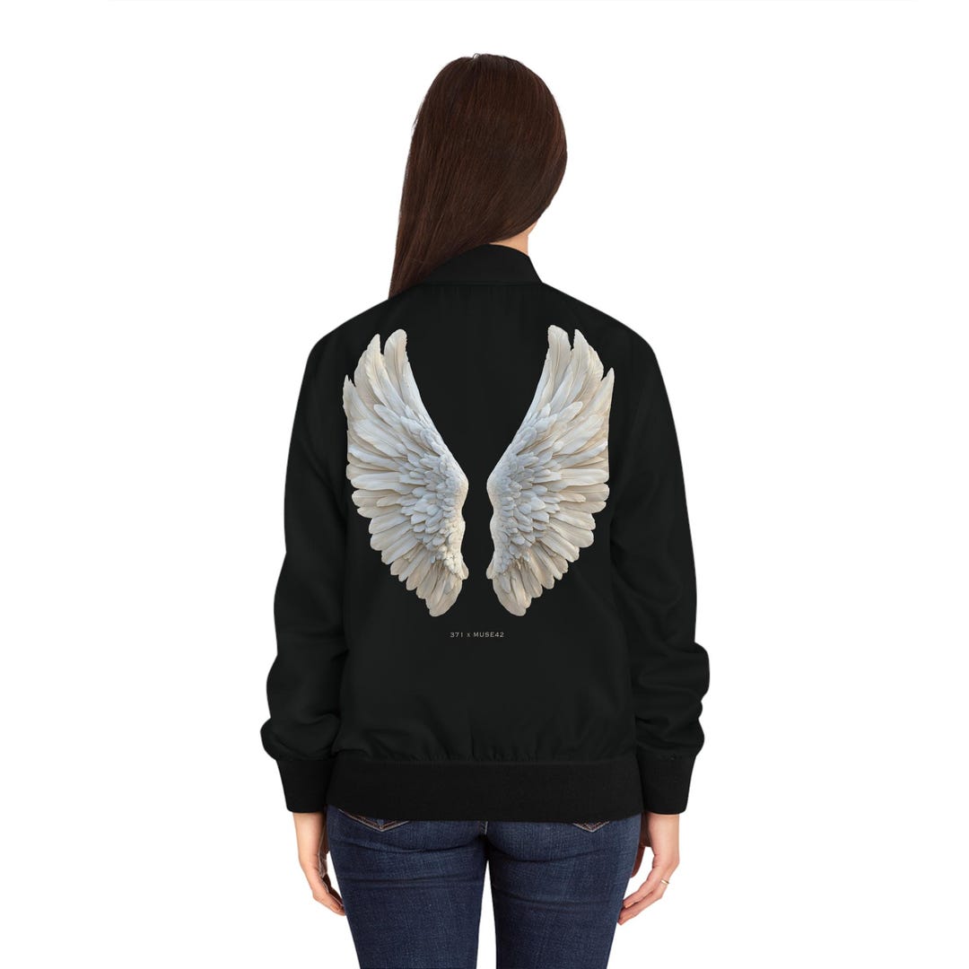 Black Angel Wings Bomber Jacket | Back Wing Graphic - Etsy