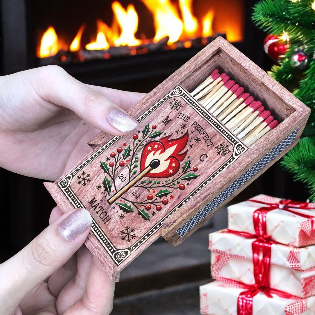 Vintage Wooden Matchbox With Custom Design, Rustic Wooden Matchbox ...