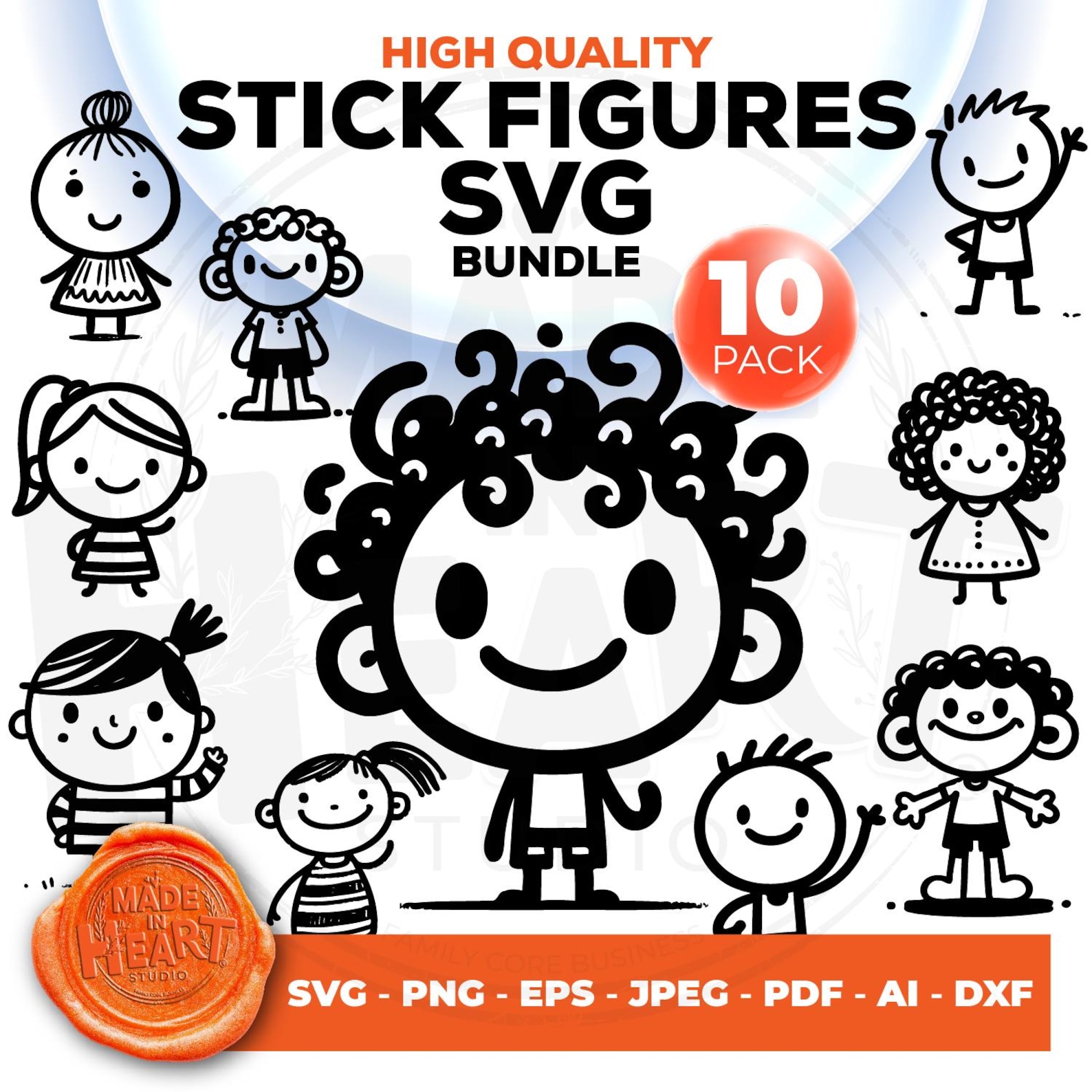 Adorable Stick Kids SVG Bundle, Cute Stick Figures Svg, Cartoon Kids ...