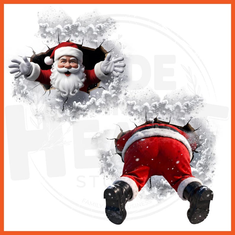 Funny Santa Claus Front & Back PNG | Christmas T-shirt Design | Santa ...