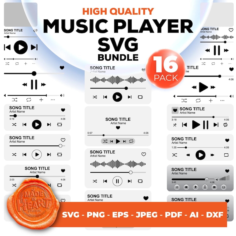 Music Player Designs Svg Bundle , Music Player Display, Audio Control ...