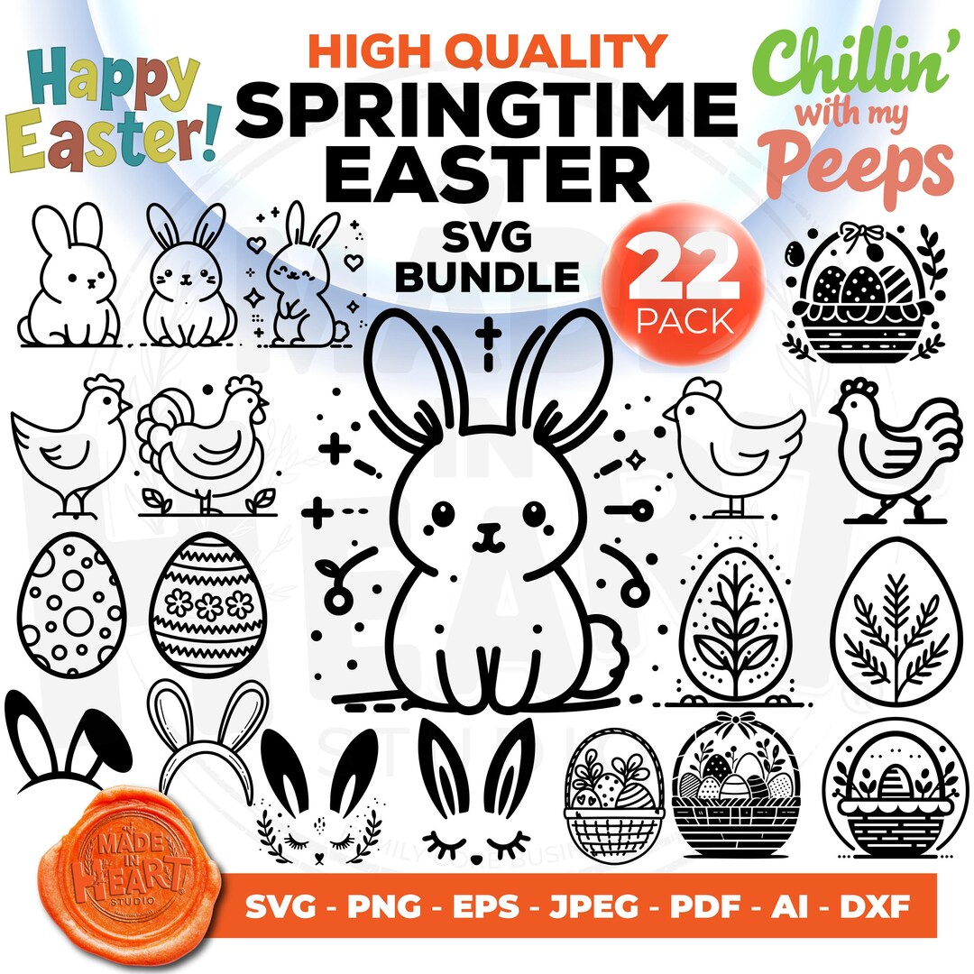 Easter DIY 22 Pack SVG Bundle | Easter Bunny Peep Chick Peep Chillin ...
