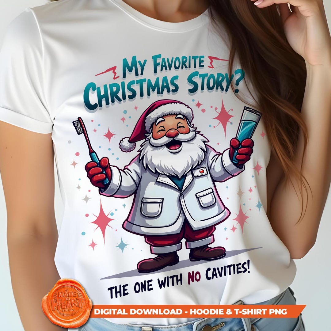 Funny Santa Dentist Christmas PNG: Holiday Dental T-shirt Design ...