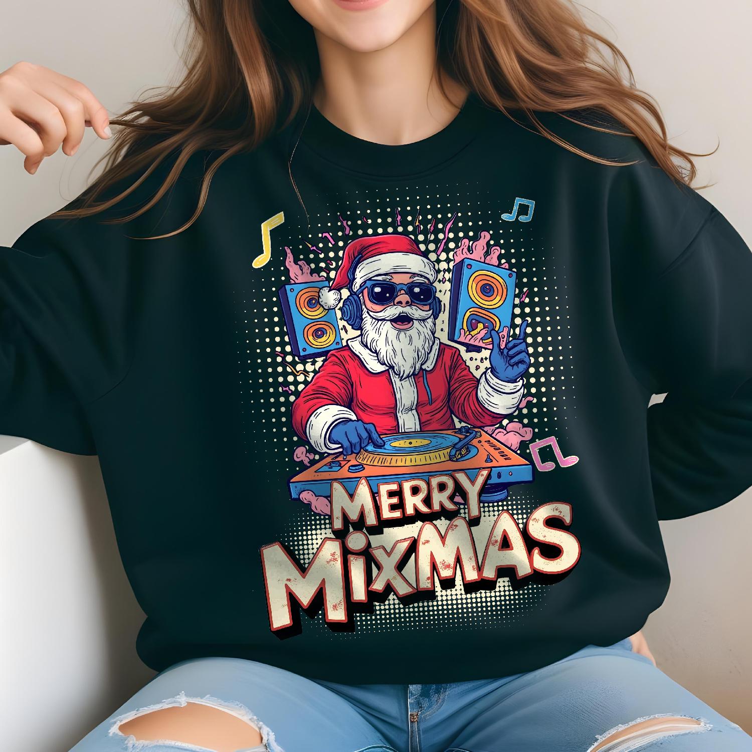 DJ Santa Claus PNG – Merry Mixmas, Christmas T-shirt Design (digital ...