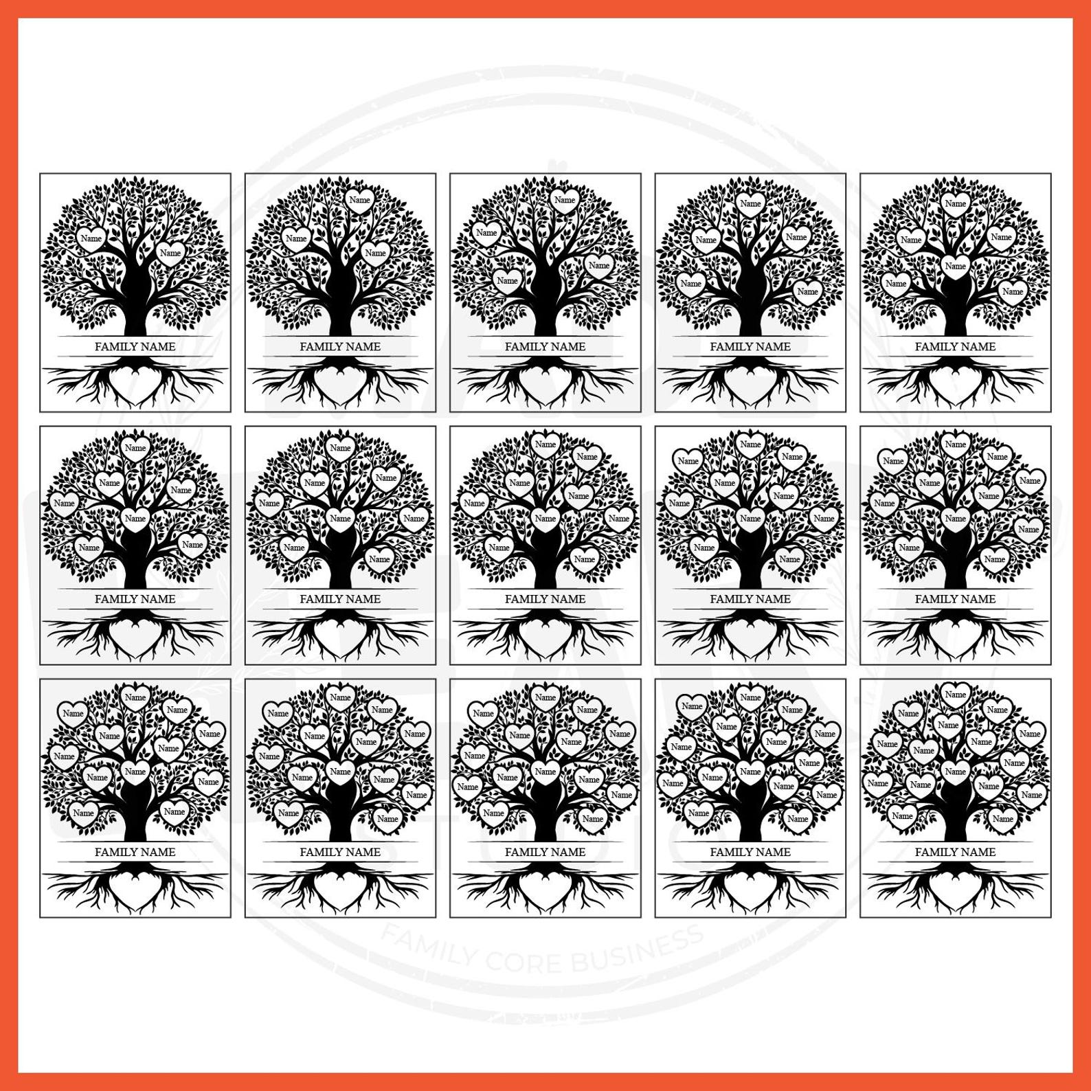 Family Ancestry Tree of Life Svg Bundle 2-16 Members, Custom Family ...