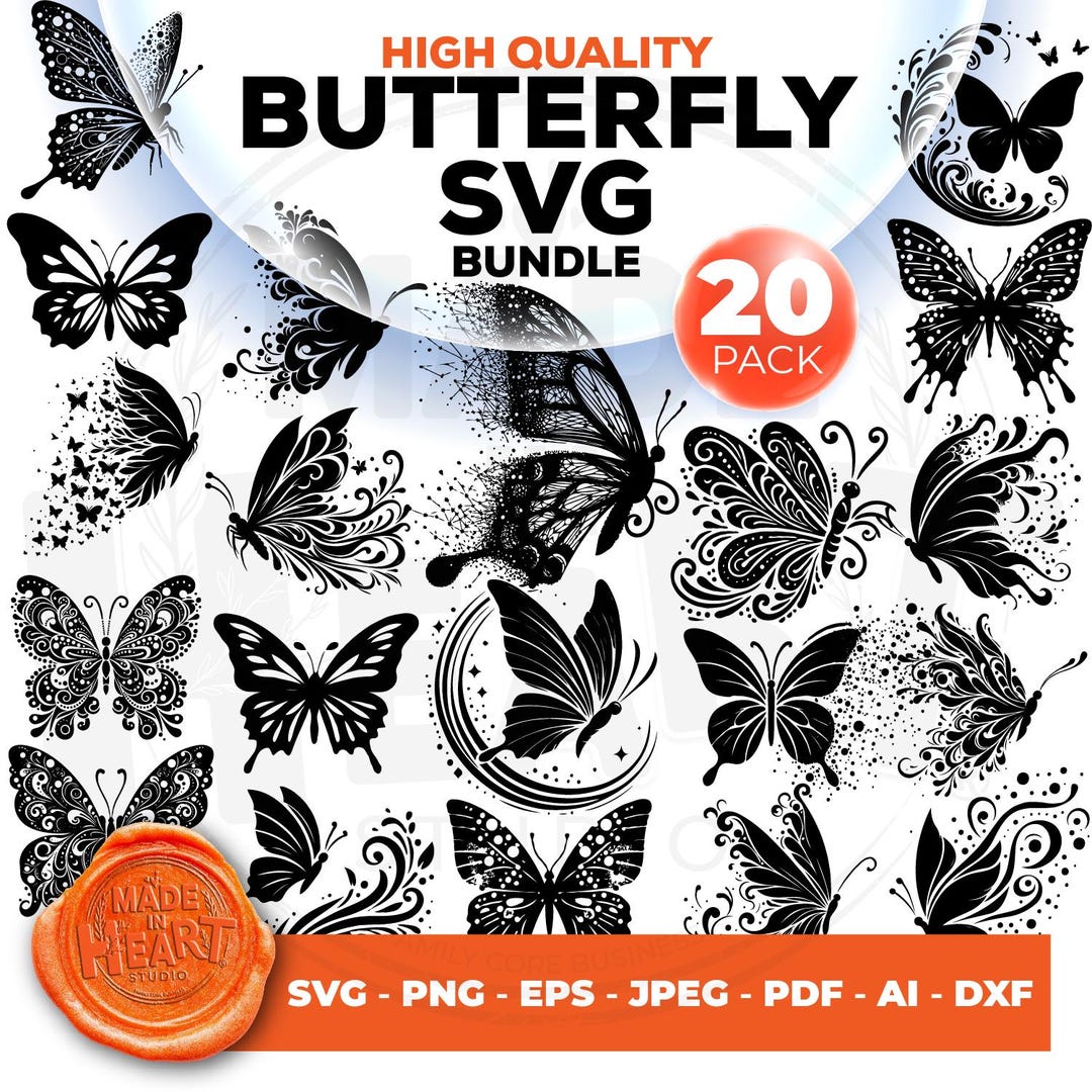 Cute Butterflies Outline SVG Bundle, Monarch Butterflies Svg Bundle ...