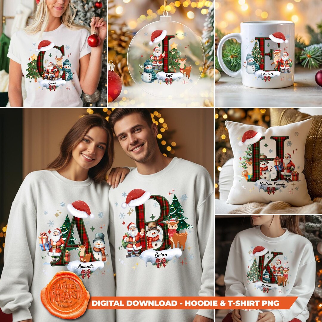 Personalized Christmas Alphabet PNG Bundle, Santa Letter Clipart ...