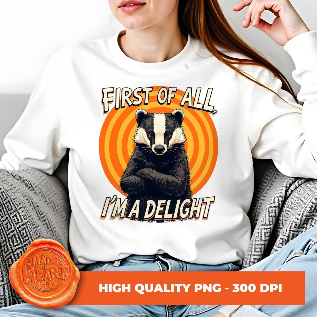 Grumpy Honey Badger "delight" Meme PNG | Sarcastic Gift (digital ...