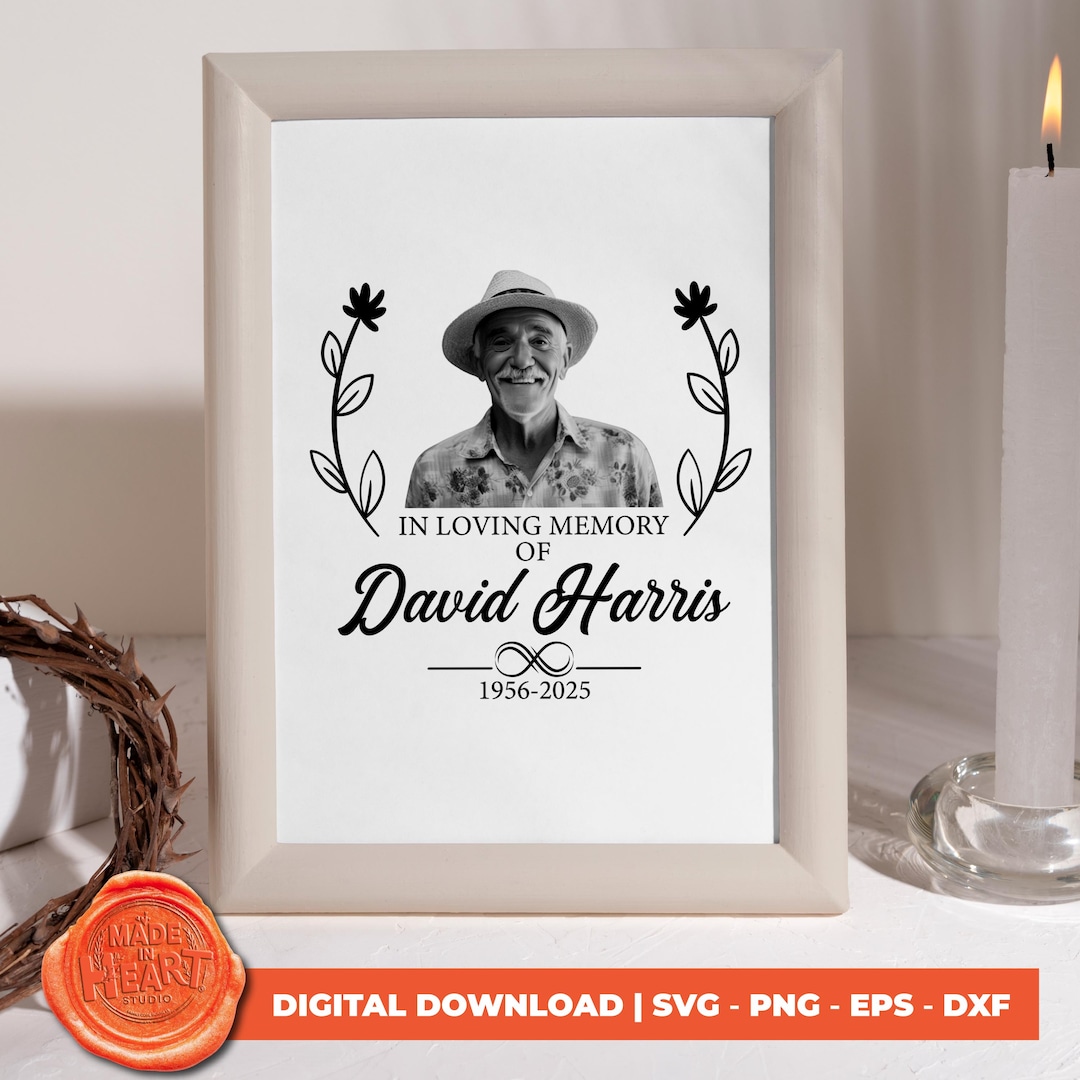 In Loving Memory SVG | Memorial Plate Template | Editable Funeral Photo ...
