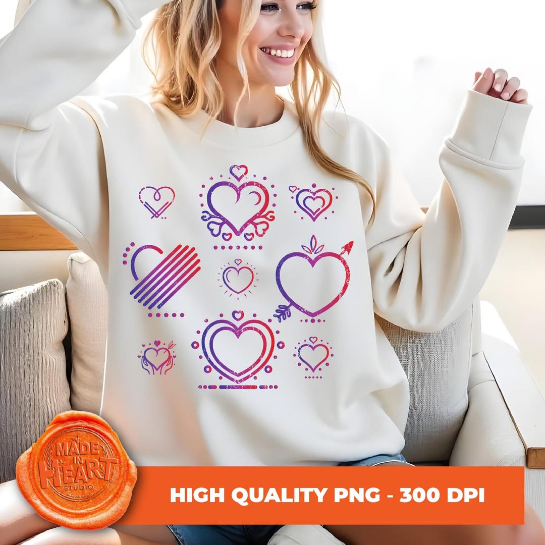 9 Retro Heart PNG – Vintage Style Valentine Grid Design for Sublimation ...