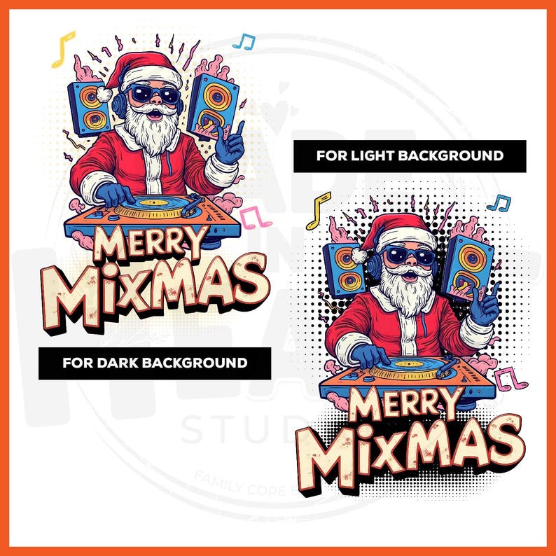 DJ Santa Claus PNG – Merry Mixmas, Christmas T-shirt Design (digital ...