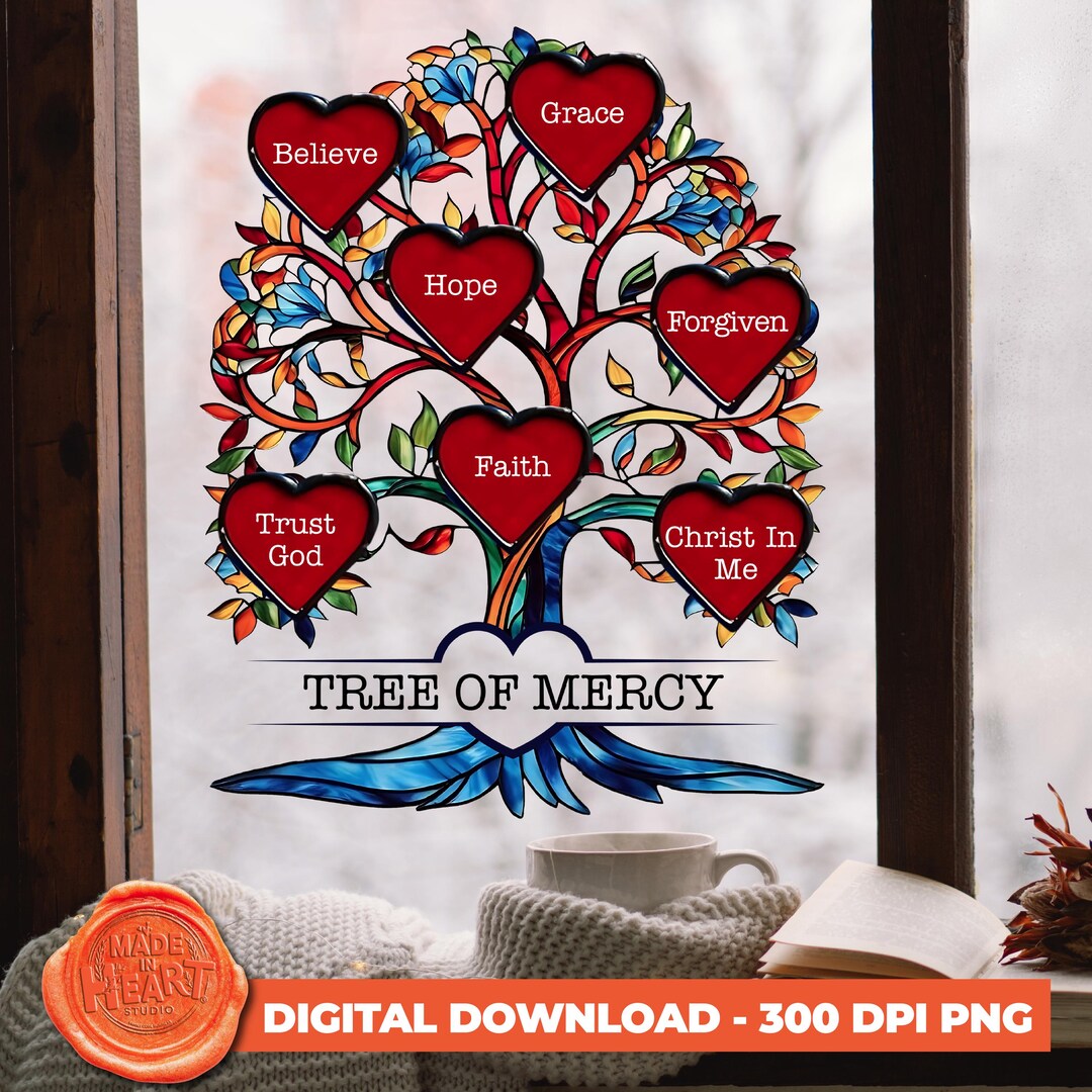 Tree of Mercy Mosaic Art PNG, Christian Mercy Wall Art, Inspirational ...