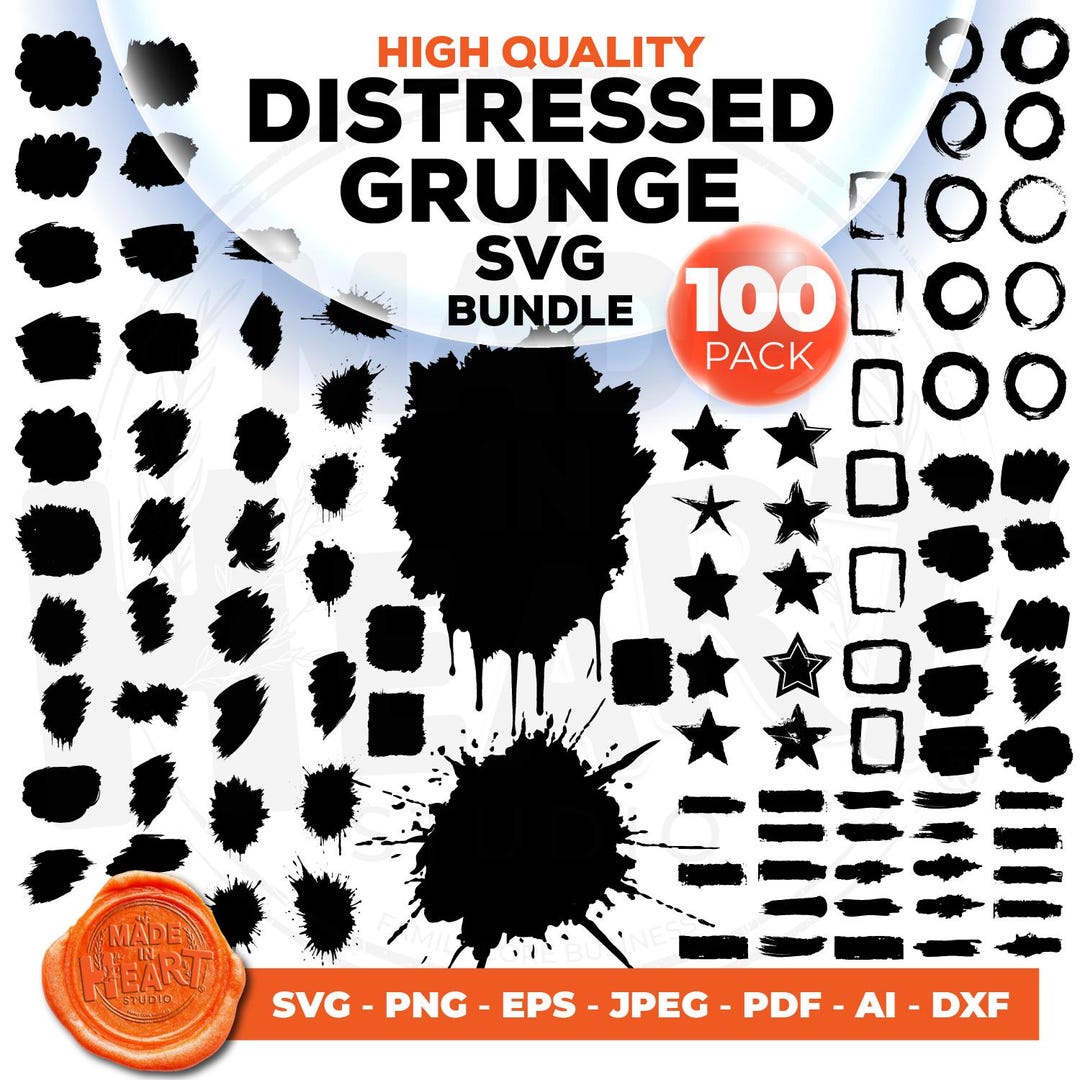 Grunge Distress SVG Bundle, Vector Shapes (100 Pack) - Etsy