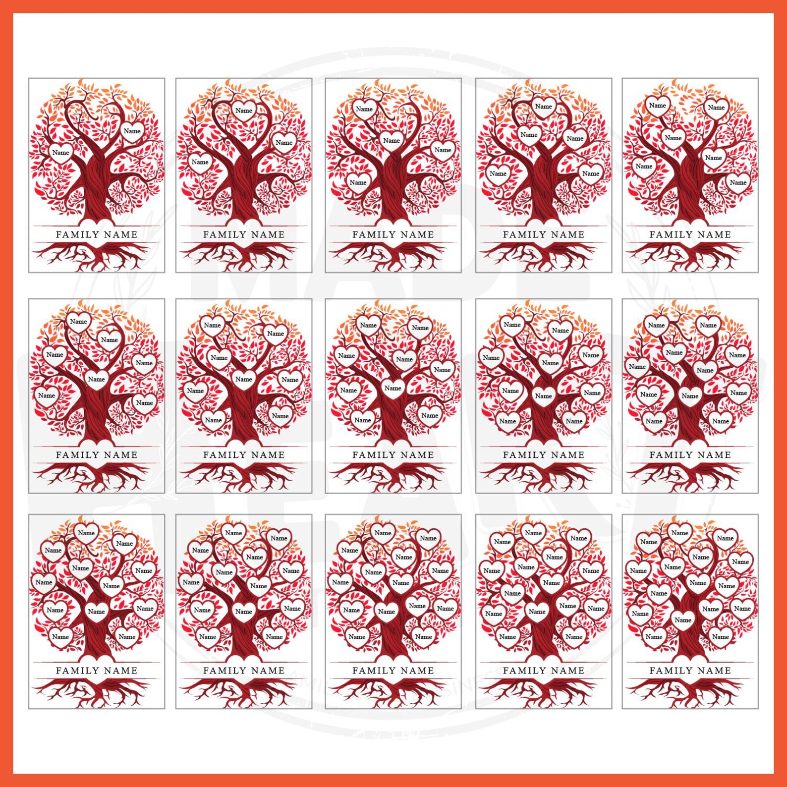 Personalized Family Tree of Life Svg Bundle 2-16 Members, Family Tree ...