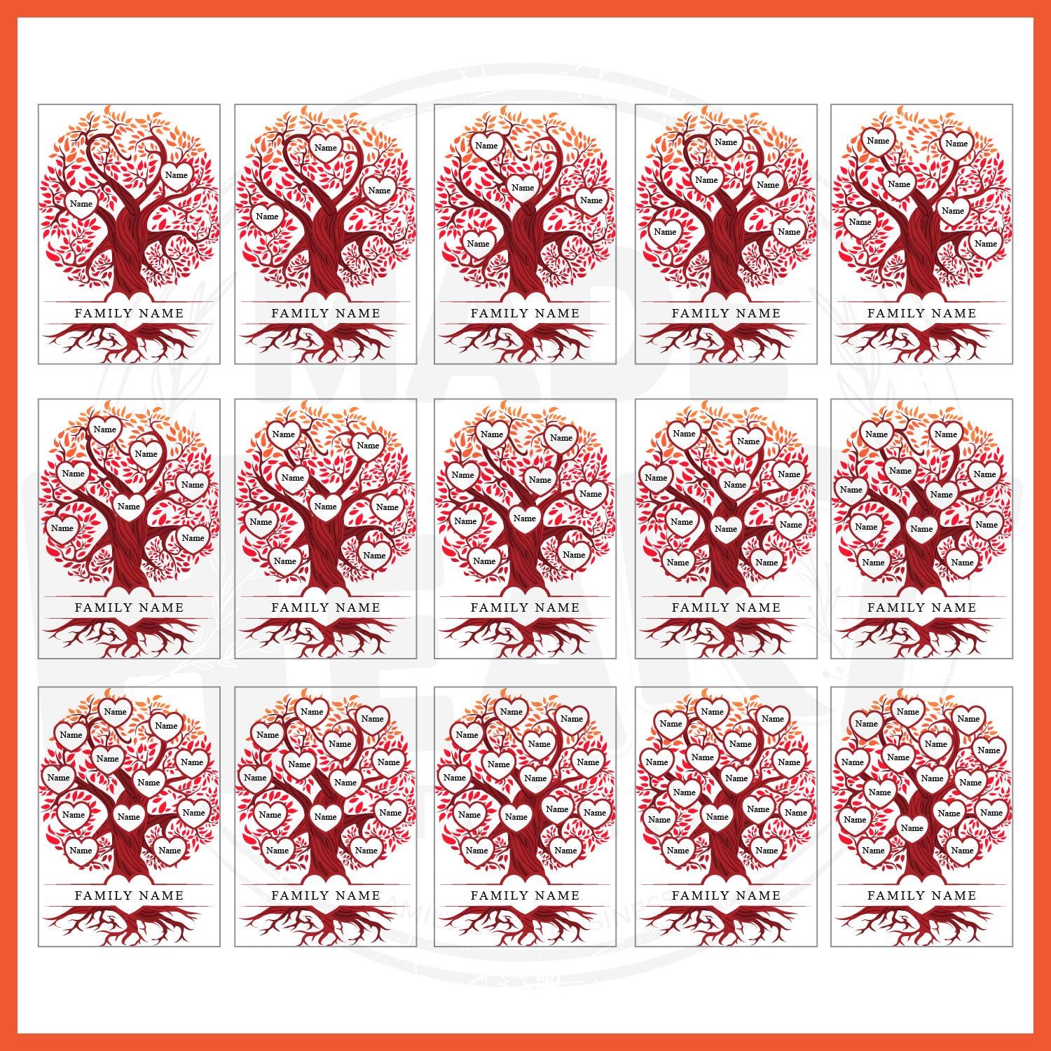 Personalized Family Tree of Life Svg Bundle 2-16 Members, Family Tree ...