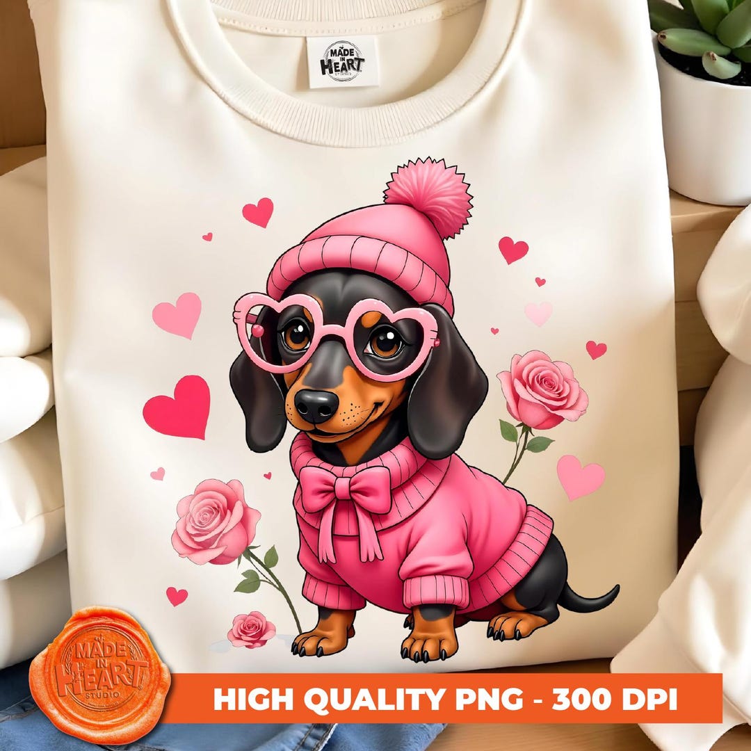Adorable Dachshund Dog Png, Sausage Dog Png, Valentine's Day Dog Mom ...