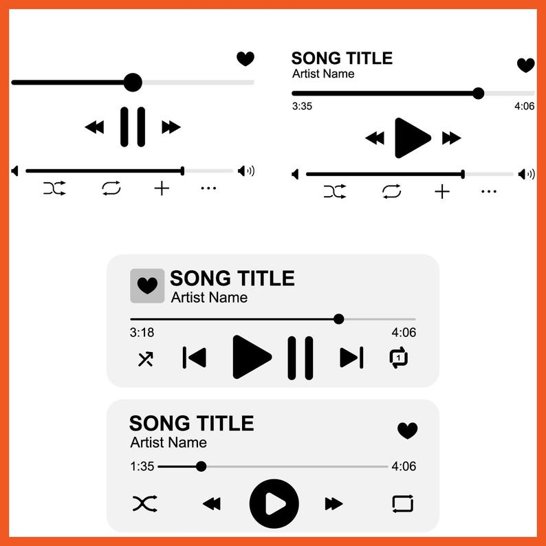 Music Player Designs Svg Bundle , Music Player Display, Audio Control ...