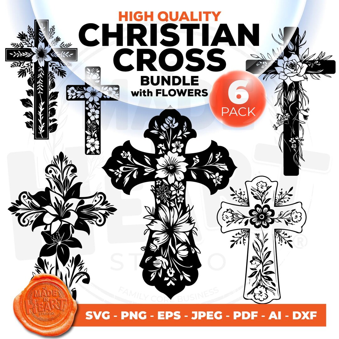 Faith Cross With Flower SVG Bundle, Christian Cross SVG, Church Cross ...