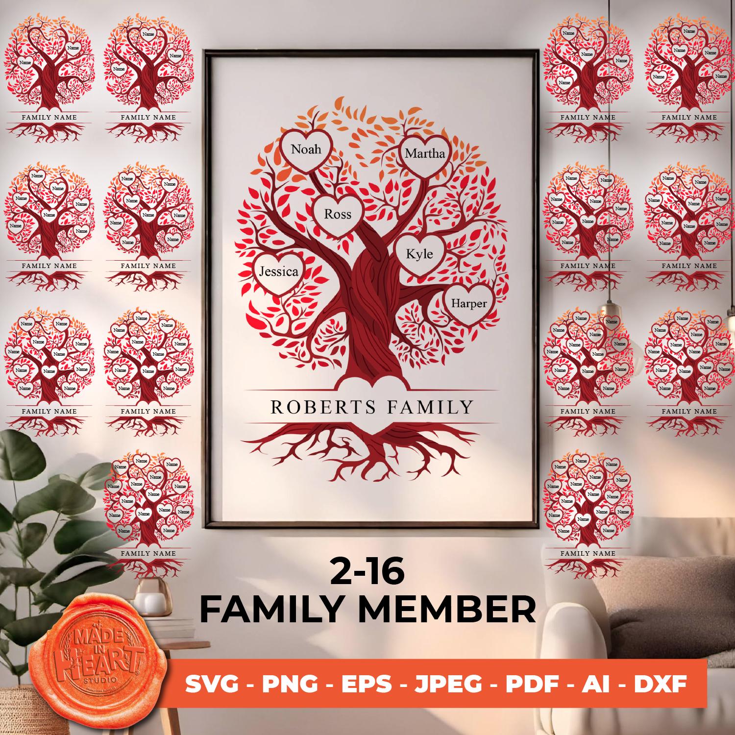 Personalized Family Tree of Life Svg Bundle 2-16 Members, Family Tree ...