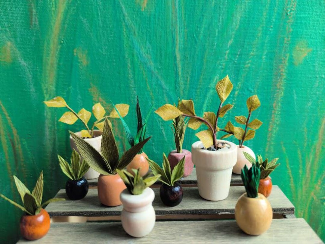 Miniature Paper Houseplant - Crepe Paper Plant - Set of 3 - Etsy
