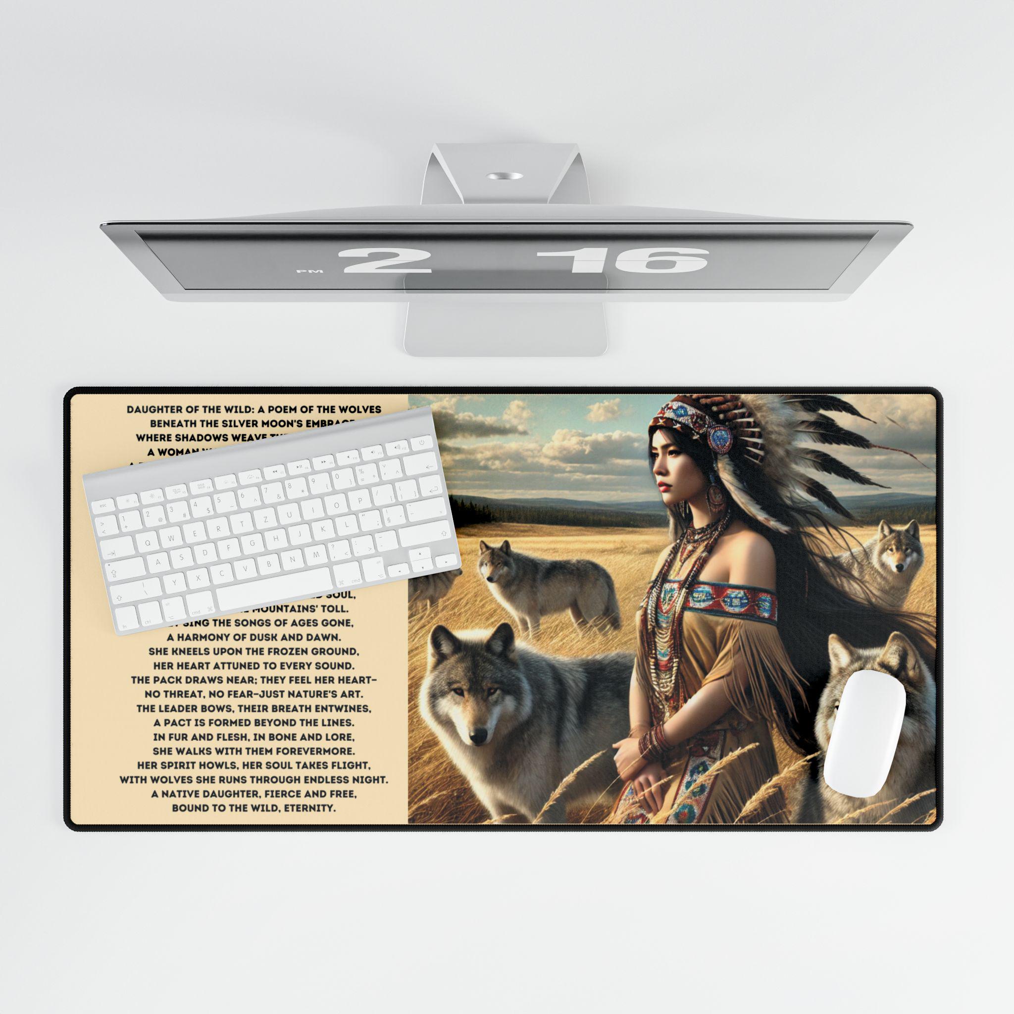 Native American Desk/mouse Pad With Wolves, Poem daughter of the Wild ...