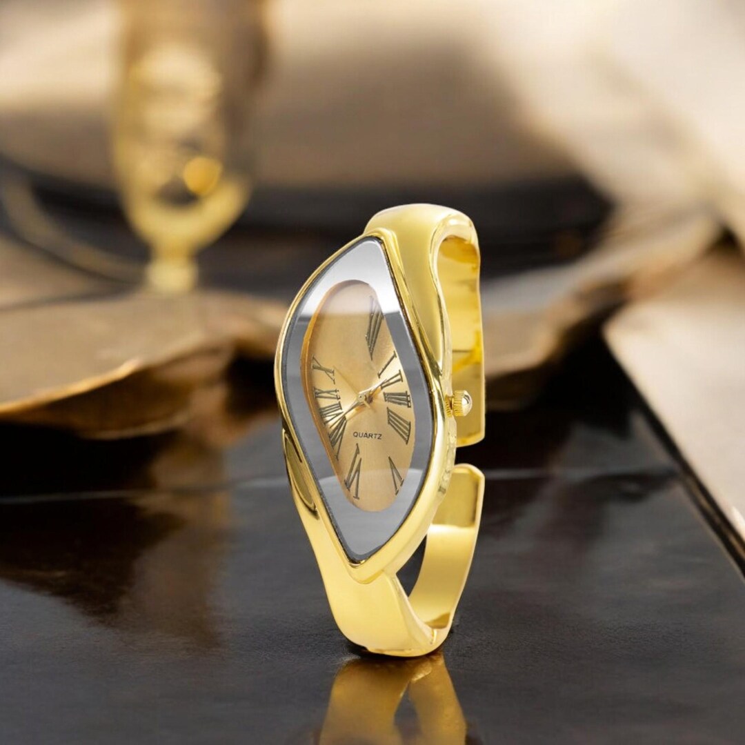 Gold Salvador Dali-inspired Cuff Watch for Women Luxury Softwatch ...