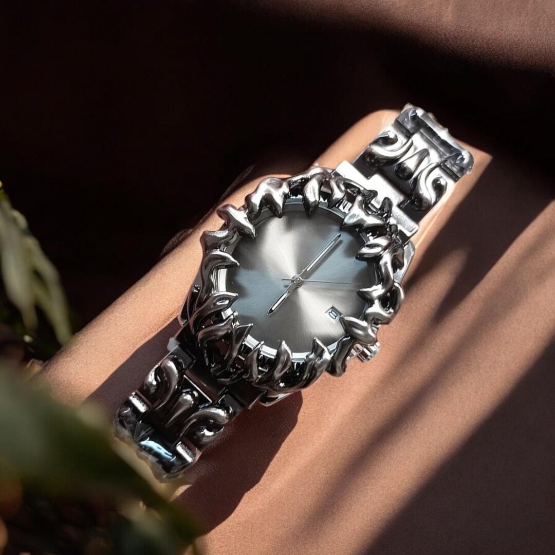 Mens Gothic Claw Watch Unique Stainless Steel Wristwatch With Dark ...