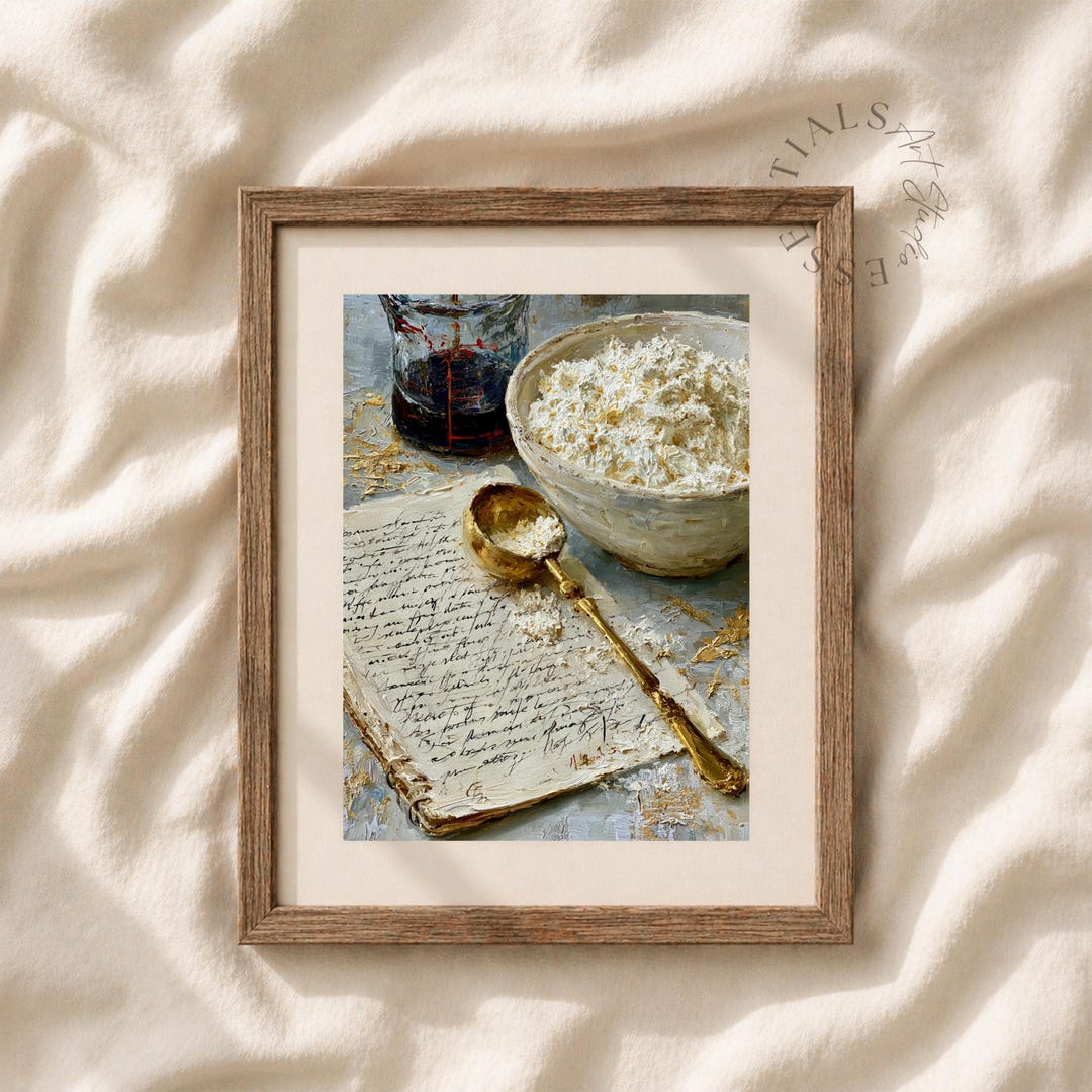 Vintage Recipe Card Print | Rustic Farmhouse Kitchen Art | Cozy Neutral ...