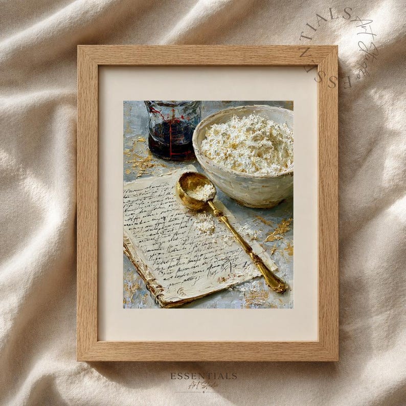 Vintage Recipe Card Print | Rustic Farmhouse Kitchen Art | Cozy Neutral ...