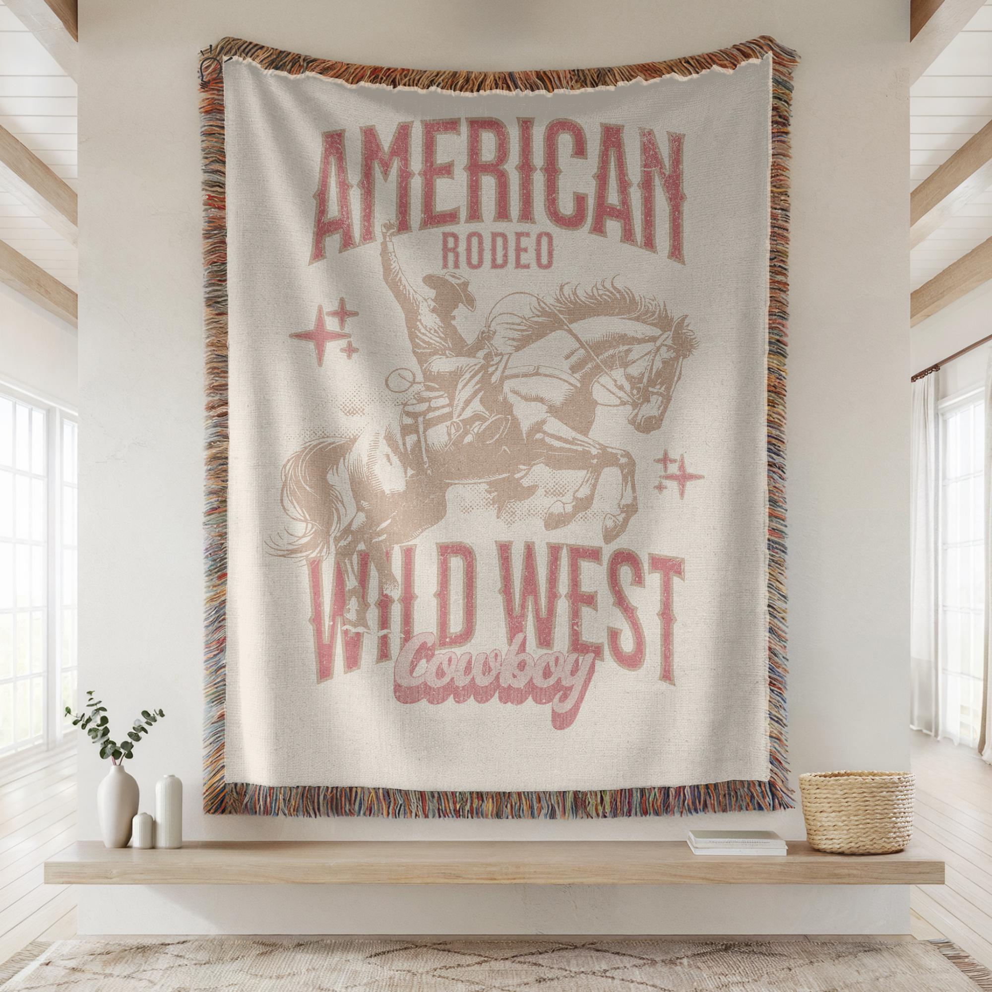 Woven Cowboy Blanket, American Rodeo, Vintage Western Throw - Etsy