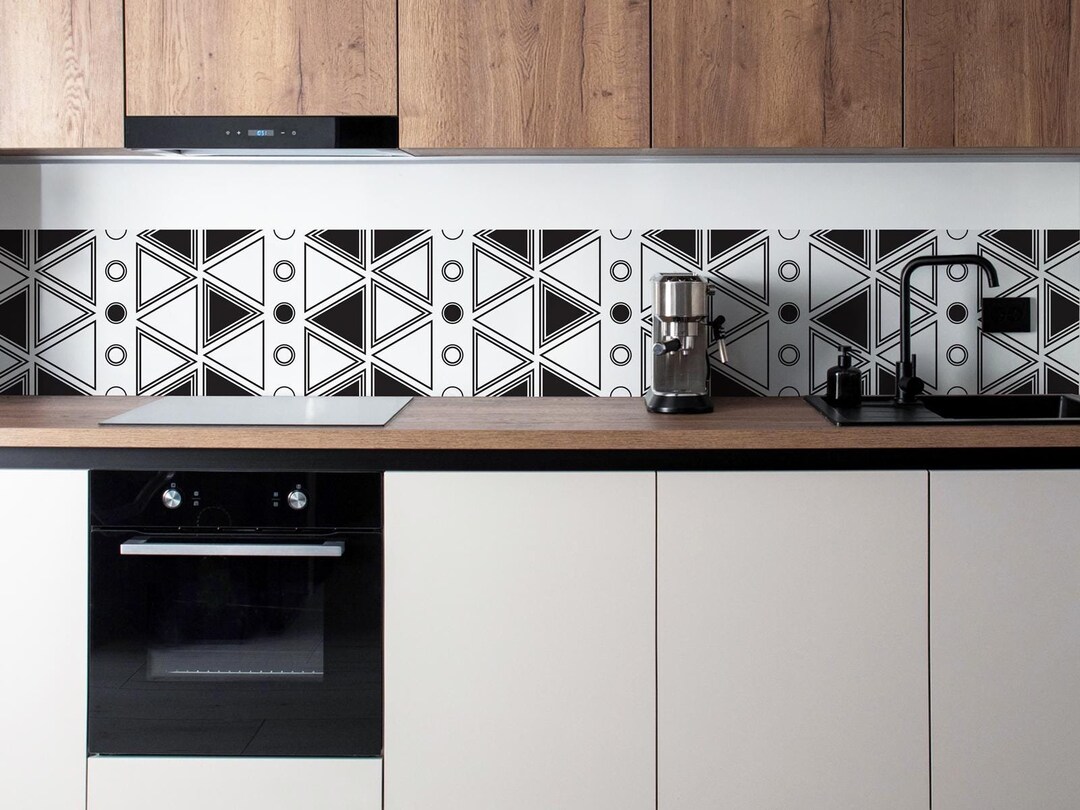Adhesive Vinyl Kitchen Splashback With Black and White ART MODERN ...