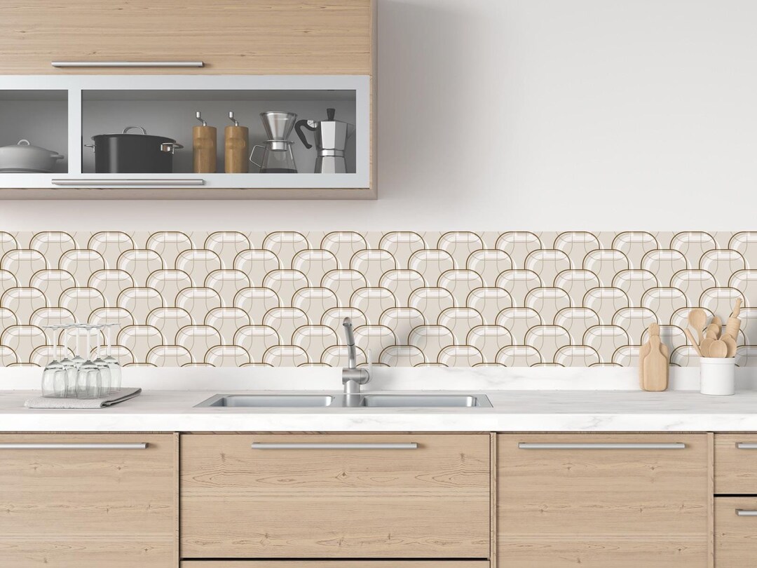 Self-adhesive Vinyl Kitchen Splashback With Mushroom Pattern, 200 X 40 ...