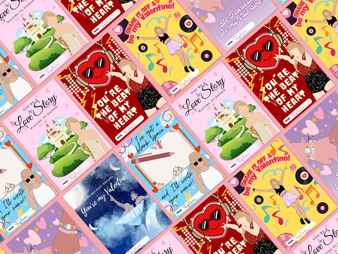 Taylors Era Tour Printable Cards | Swiftie Printable Valentine's Day ...
