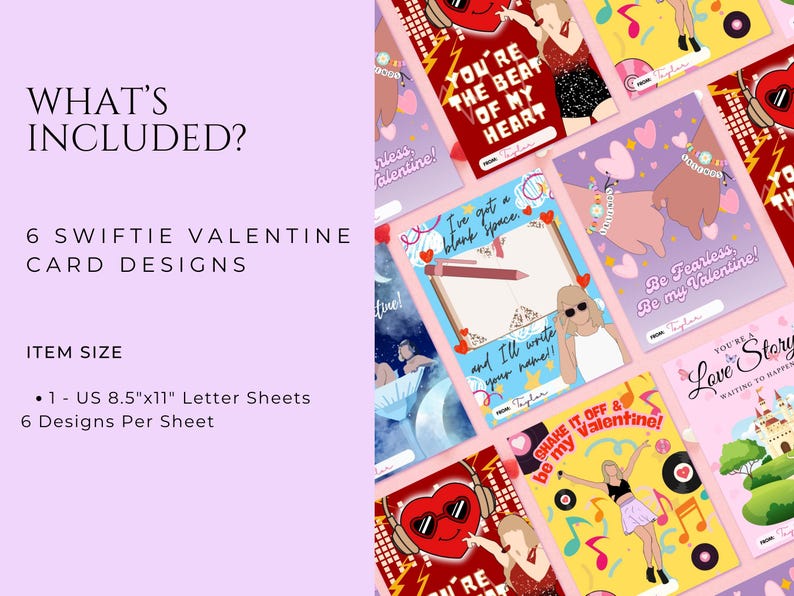 Taylors Era Tour Printable Cards | Swiftie Printable Valentine's Day ...