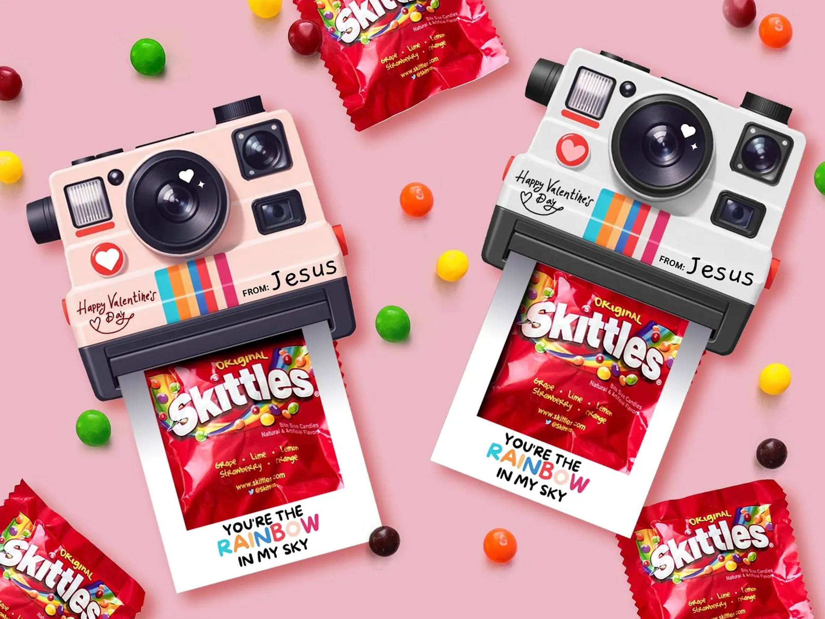 Skittles Valentine Polaroid Card | Printable Kids Retro Classroom Card ...