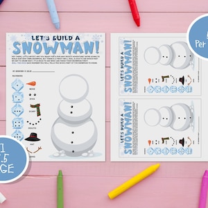 Roll a Snowman Printable Christmas Party Game, Build a Snowman Fun Kids ...