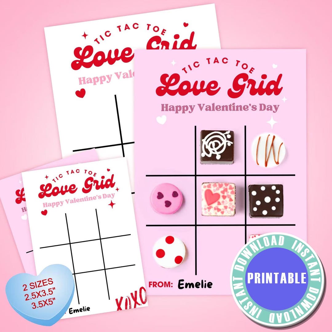 Tic Tac Toe Print Printable Valentines Game for Classroom Fun Tic Tac ...