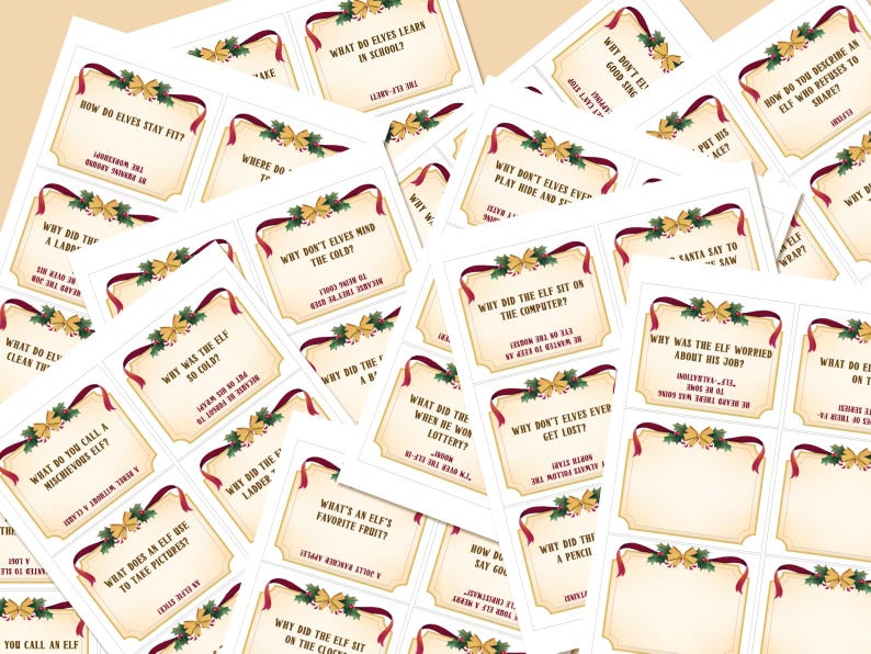 Elf Jokes Printable: Festive Elf Notes and Activity Cards for Daily ...
