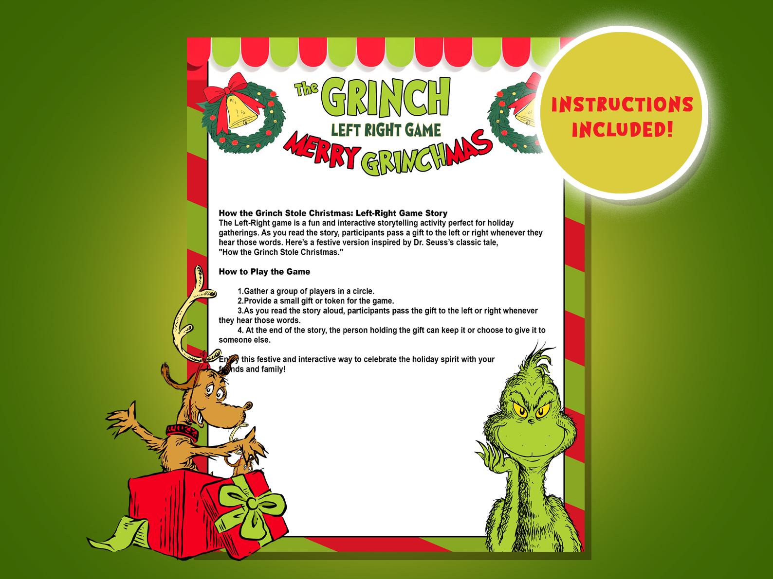 Left Right Game: Grinch's Gift Exchange Adventure, Christmas Left Right ...