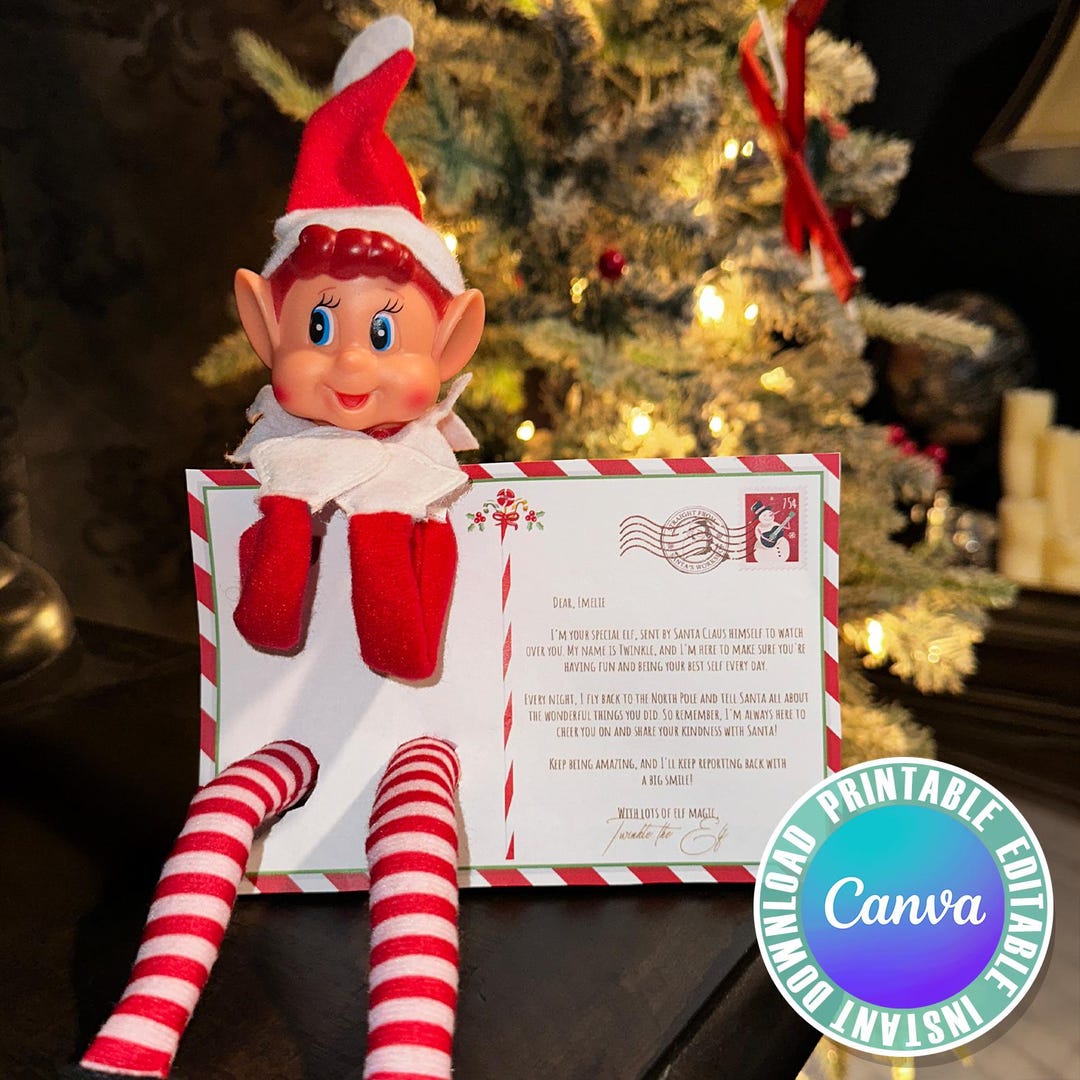 Elf Arrival Postcard, Holiday Greeting Card, Elf Props, Editable Elf ...
