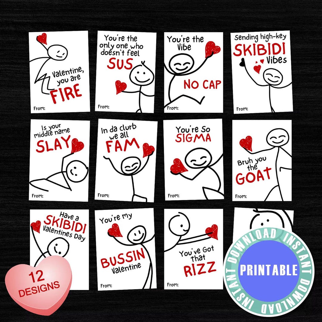 Valentines Day Cards Slang Funny Printable Classroom Valentines for ...