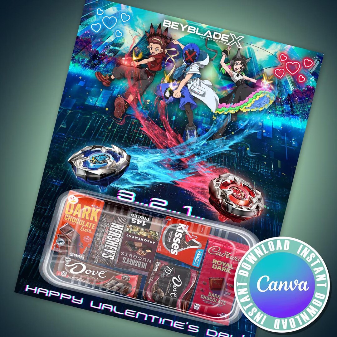 Valentine DIY Jumbo Card Custom Beyblade Gift, Kids Valentine Treat ...