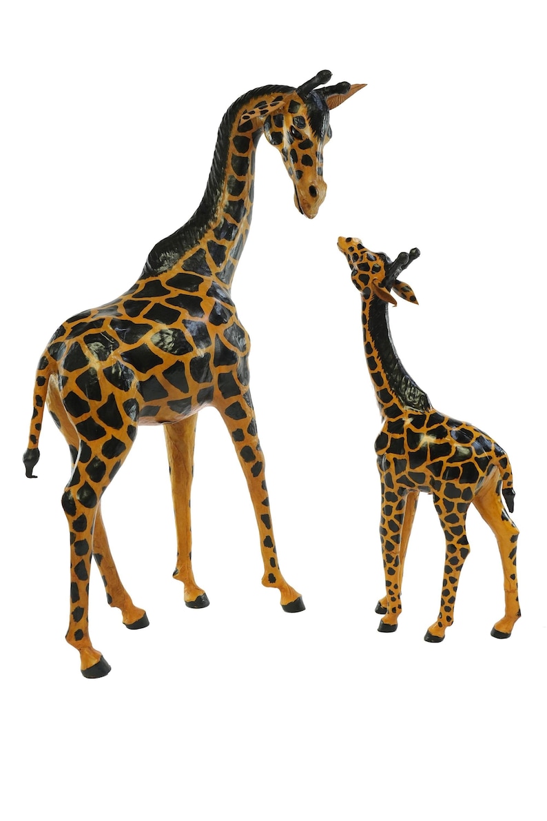 Handcrafted Wooden Mother & Baby Giraffe Sculpture, Safari Decor - Etsy