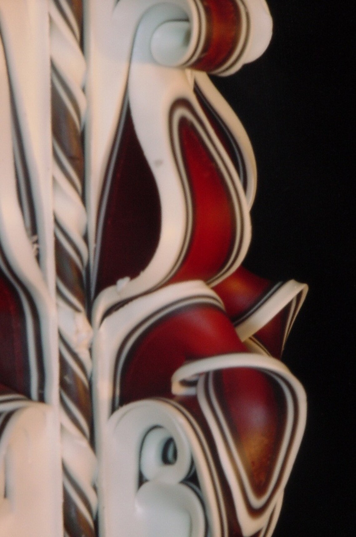 Carved Candle, Red and White Sm - Etsy