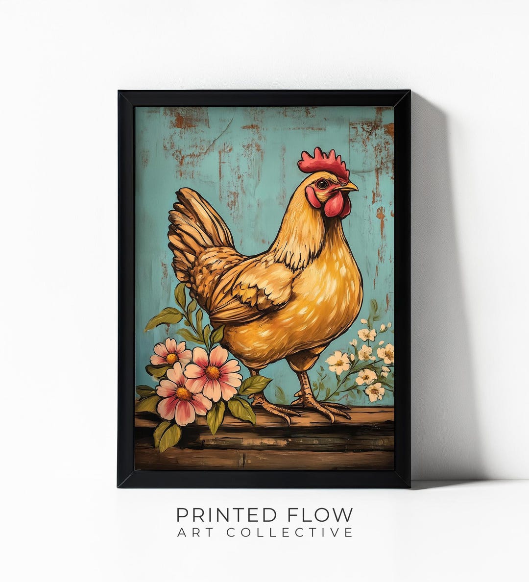 Farmhouse Chicken Wall Art - Rustic Printable Artwork - Country-style ...