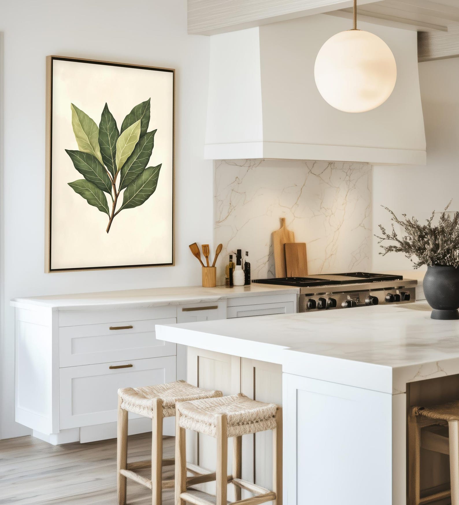 Bay Leaf Printable Wall Art - Farmhouse Kitchen Wall Decor - Rustic ...