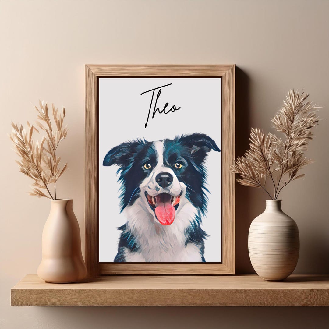 Personalized Pet Portraits With Pet Photo Digital Dog Portrait Custom ...