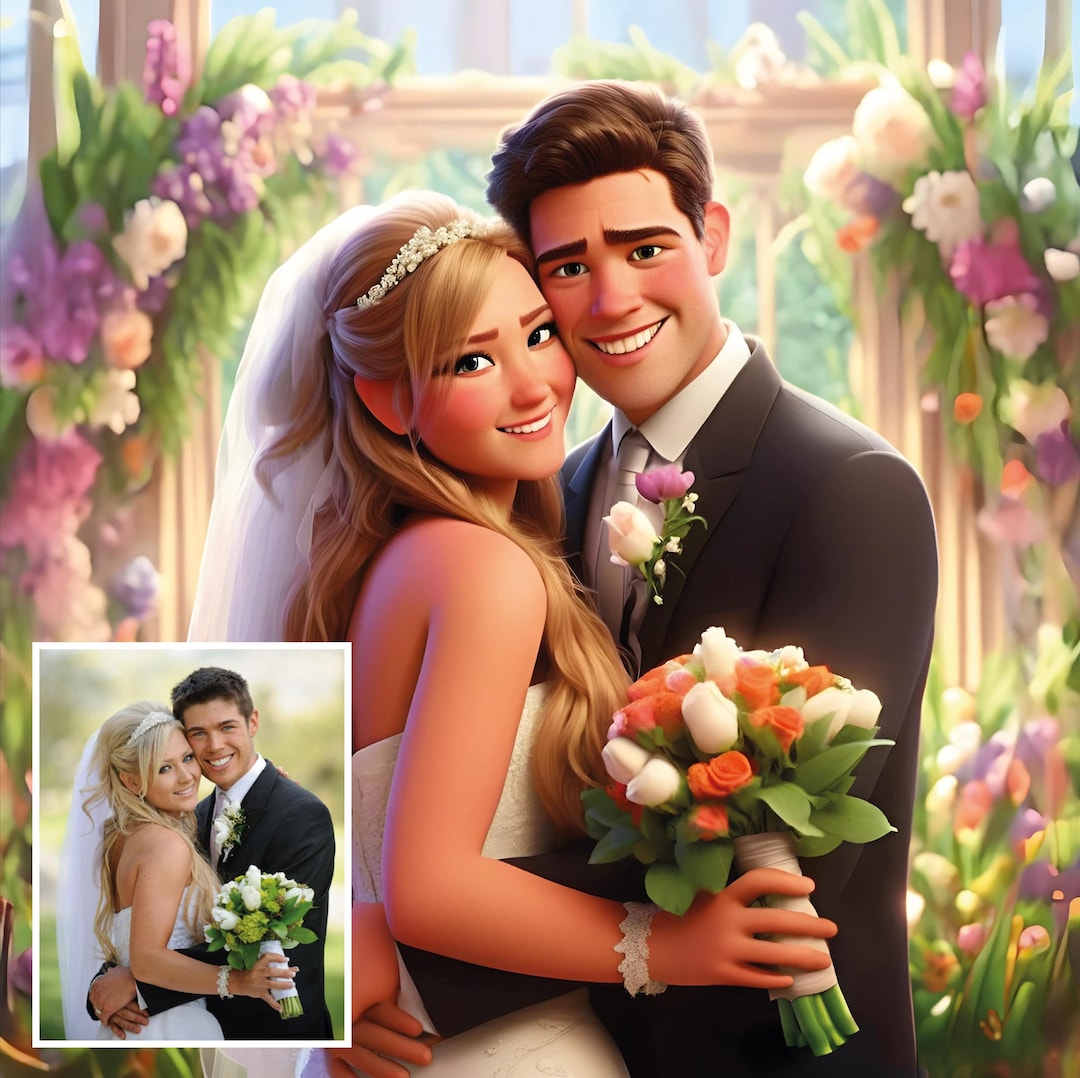 Personalised Wedding Cartoon Portrait, Custom Cartoon Animation ...